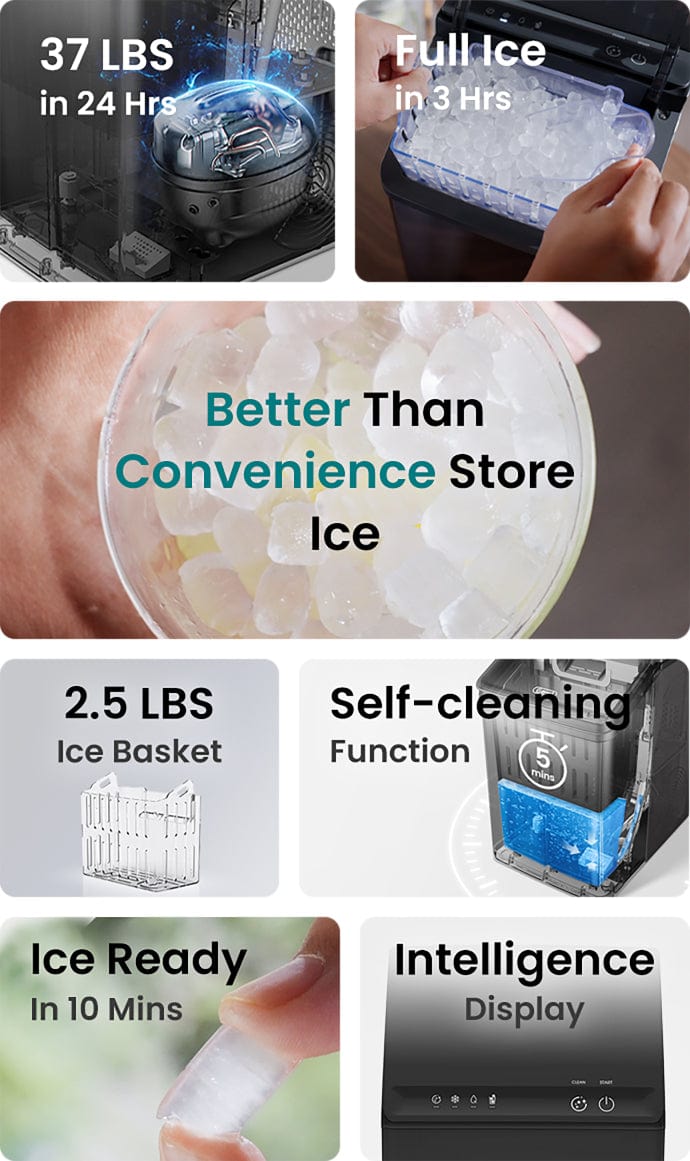 GEVI KNOVA Portable Countertop Compact Gemi Nugget Ice Maker IMND0