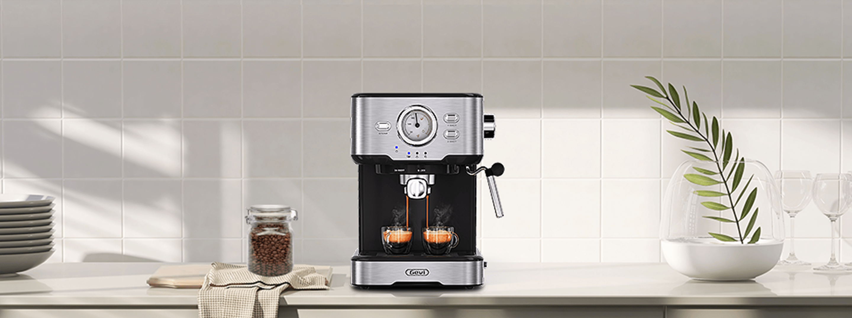 GEVI | 2-in-1 Fully Automatic Espresso Machine with Milk Frother Wand ...