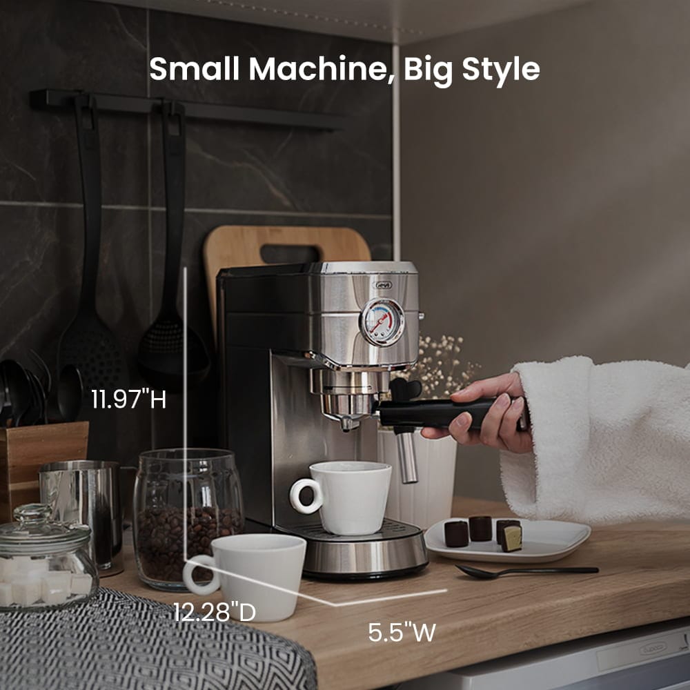 GEVI | Compact Espresso Machine with Milk Steam Wand for Cappuccino and ...