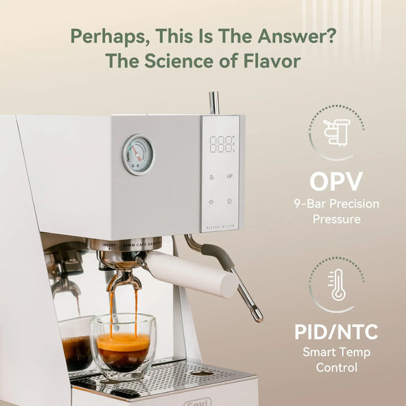 GEVI 20 Bar Semi Automatic Espresso Coffee Machine with OPV, White