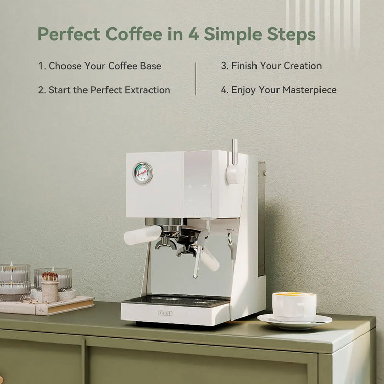 GEVI 20 Bar Semi Automatic Espresso Coffee Machine with OPV, White