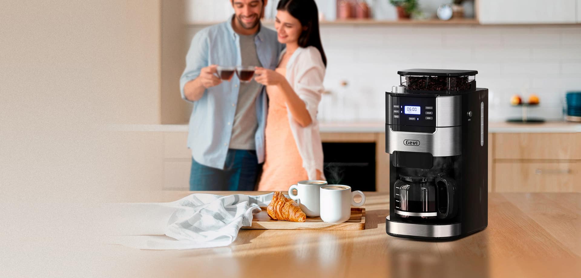 GEVI | 10-Cup Coffee Maker Machine with Built-in Grinder