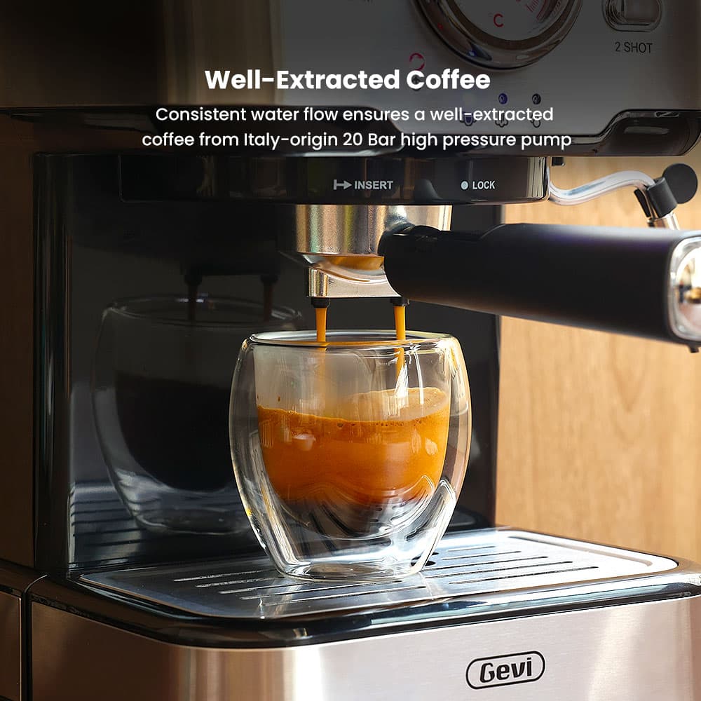 GEVI | 2-in-1 Fully Automatic Espresso Machine with Milk Frother Wand and Dual Temperature ...