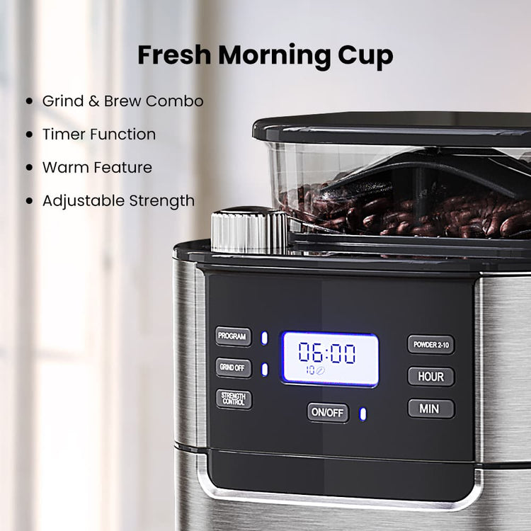 GEVI | 10-Cup Coffee Maker Machine with Built-in Grinder